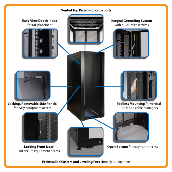 Tripp Lite 45U Rack Enclosure Server Cabinet 48" Depth 30" Wide Drs ...