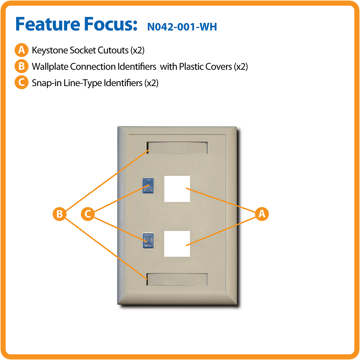 Tripp Lite Dual Outlet RJ45 Universal Keystone Face Plate / Wall Plate ...