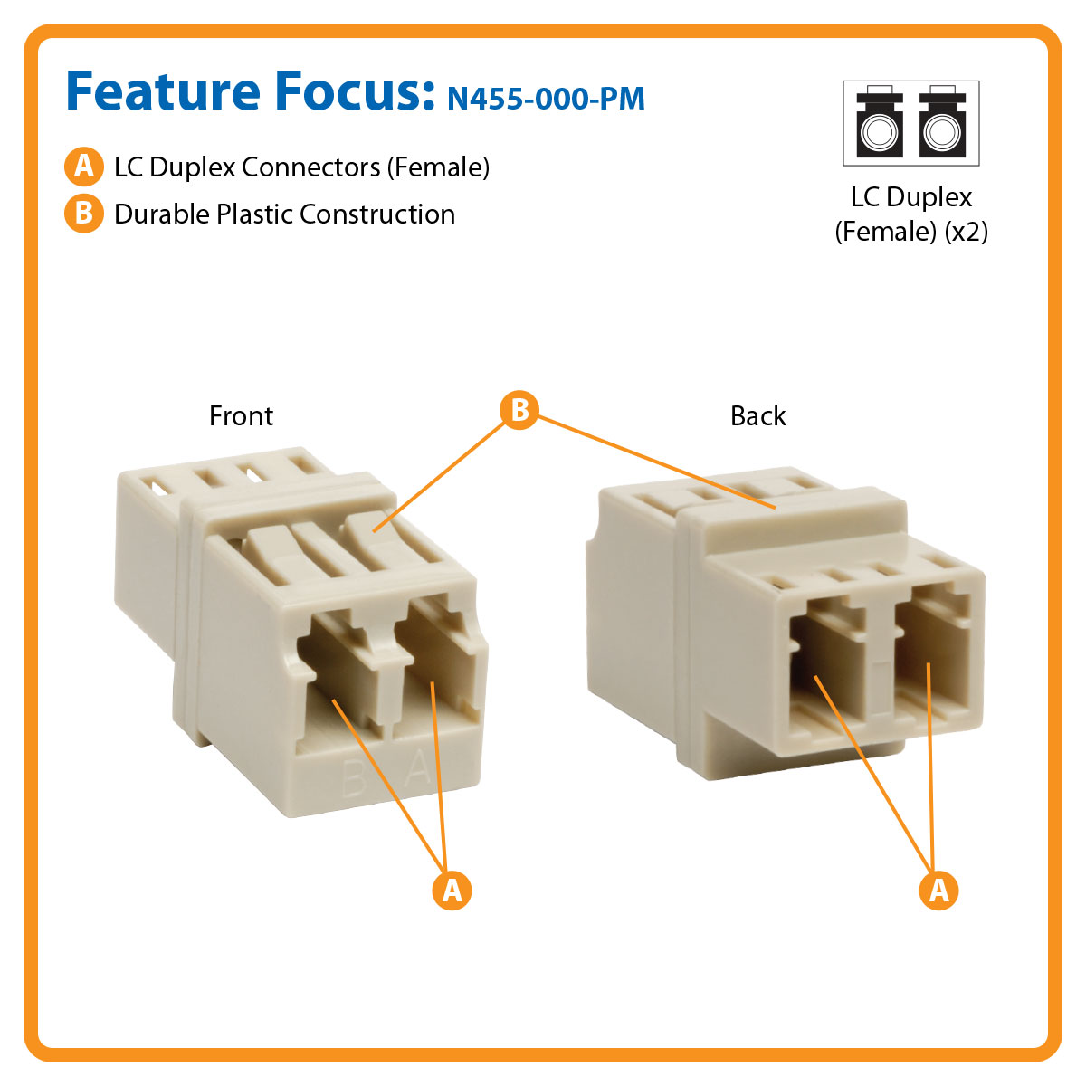 Tripp Lite Duplex Fiber Optic MMF Multimode Network Coupler LC/LC ...