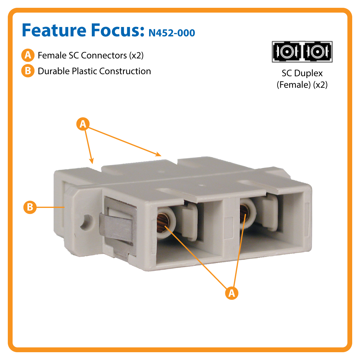 Tripp Lite Duplex Fiber Optic MMF / SMF Multimode Singlemode Coupler SC/SC - network coupler