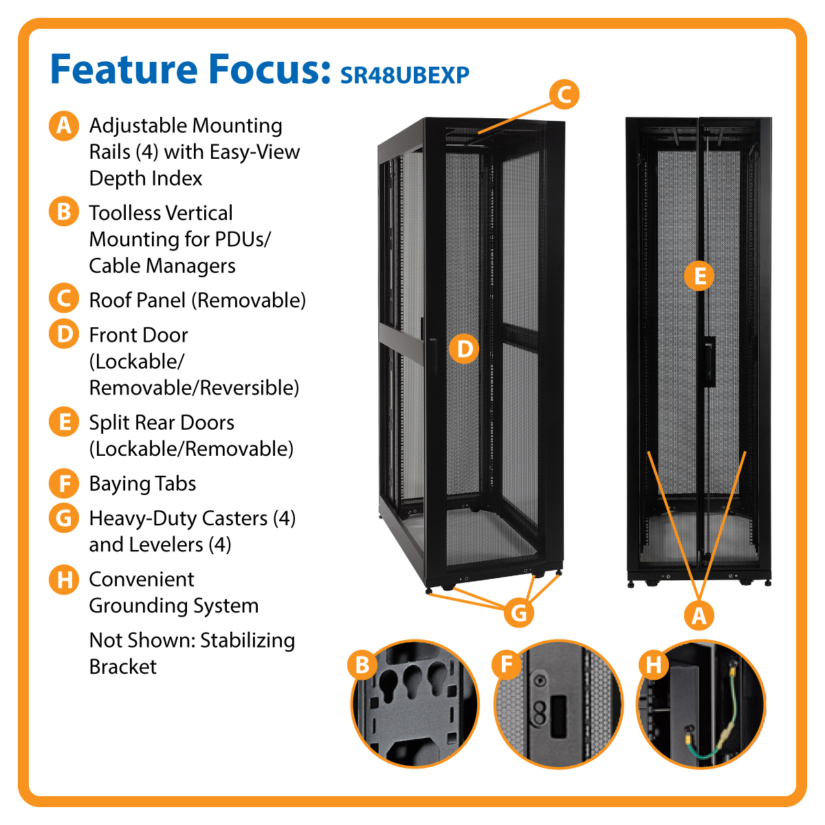 Tripp Lite 48U Rack Enclosure Server Cabinet Doors No Sides 3000lb ...