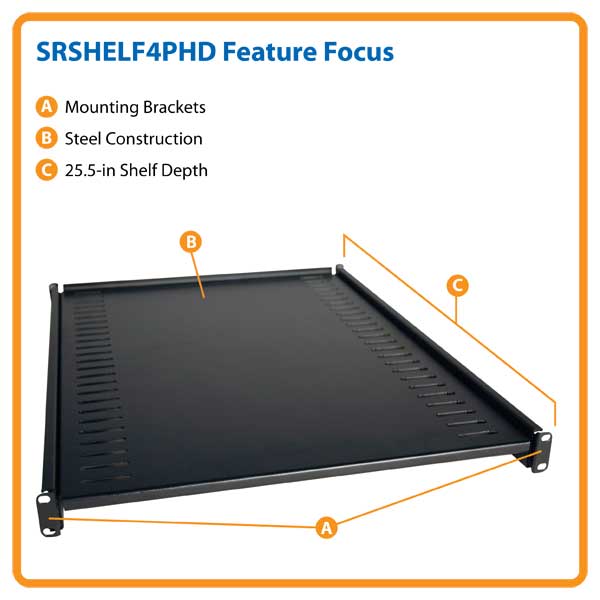 Tripp Lite Rack Enclosure Cabinet Heavy Duty Fixed Shelf 250lb Capacity ...