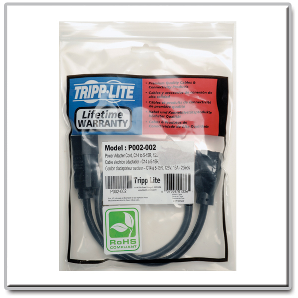 Tripp Lite Standard Computer Power Cord 12A 16AWG C14 to 5-15R - power ...