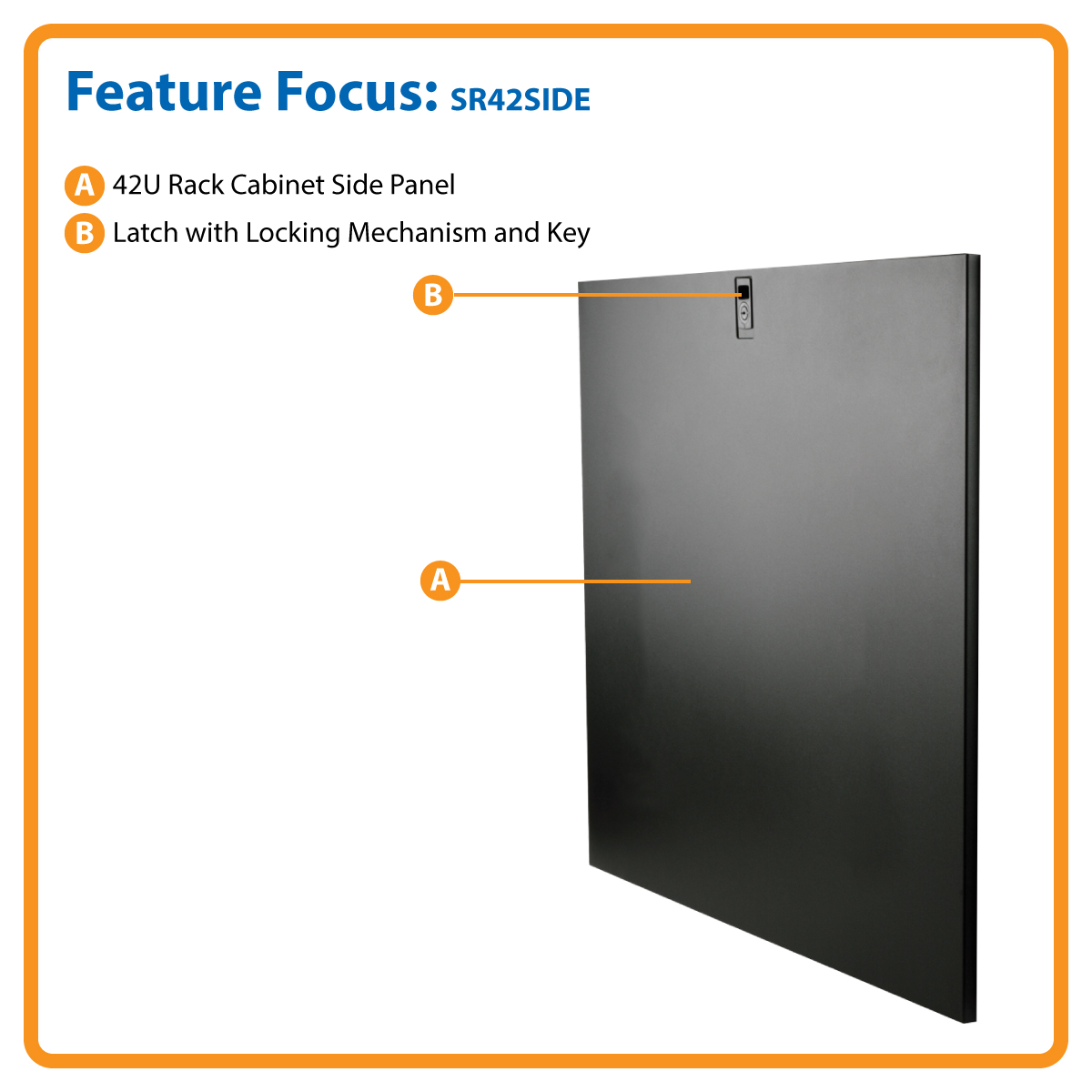 Tripp Lite Side Panel for SR42UB Rack Enclosure w/ Key Lock Latch ...