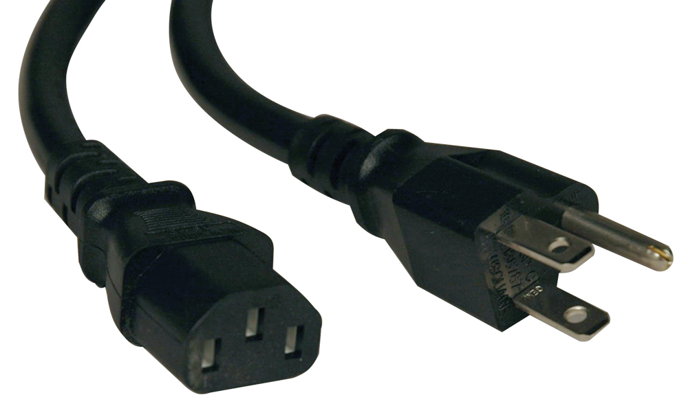 Tripp Lite 3ft Computer Power Cord Cable 5-15P to C13 10A 18AWG 3 ...
