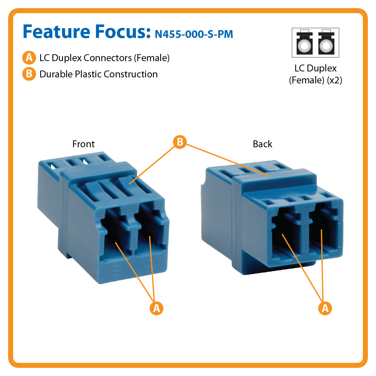 Tripp Lite Duplex Fiber Optic SMF Singlemode Network Coupler LC/LC - network coupler