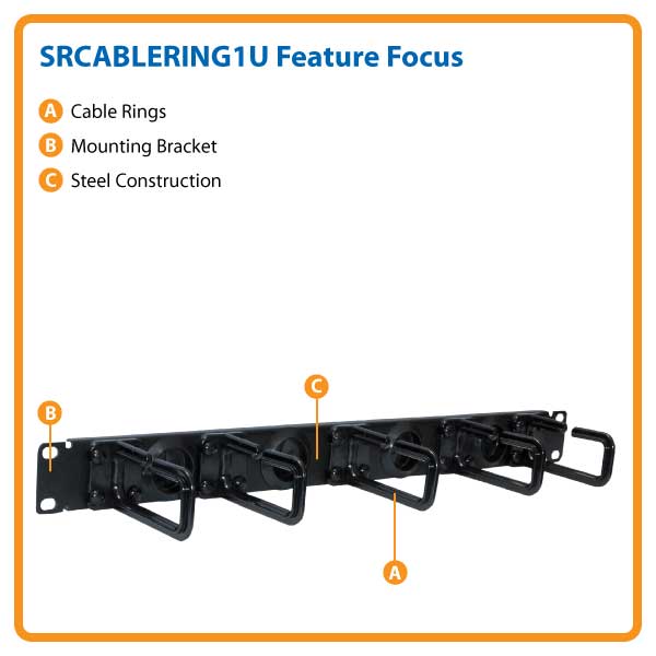 Tripp Lite Rack Enclosure Cabinet Horizontal Cable Ring Flexible 1URM ...