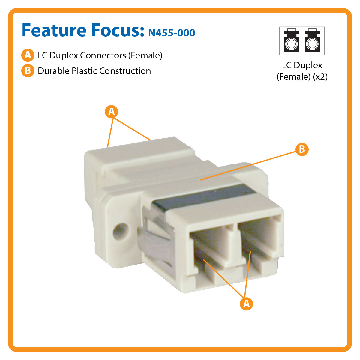 Tripp Lite Duplex Fiber Optic MMF / SMF Multimode Singlemode Coupler LC/LC - network coupler