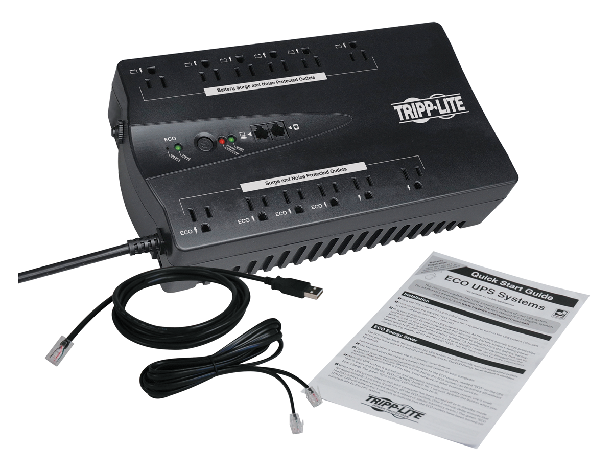 Tripp Lite UPS 750VA 450W Eco Green Battery Back Up 120V USB RJ11 TAA ...