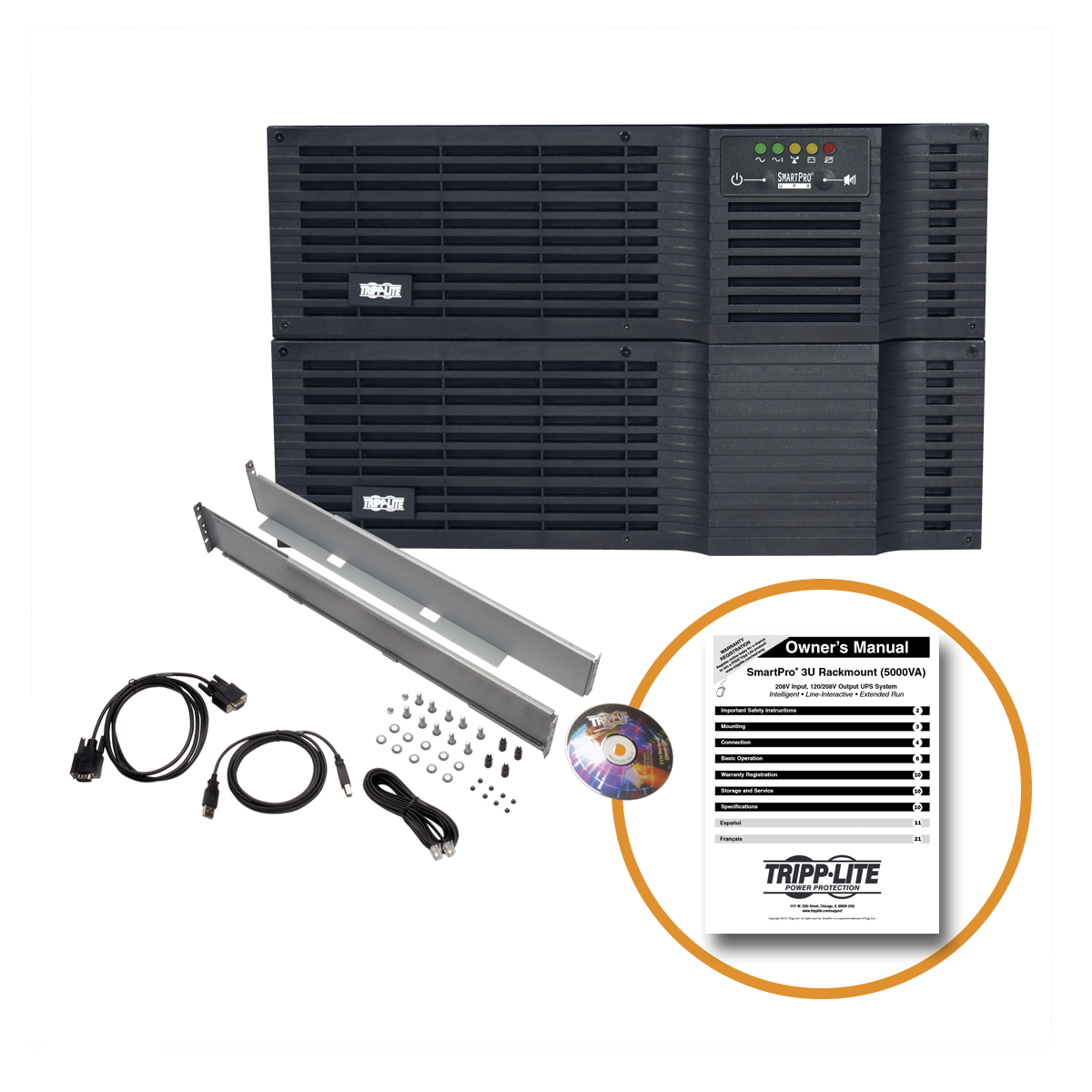 Tripp Lite UPS Smart 5000VA 4000W Rackmount AVR 208V/120V Pure Sign ...