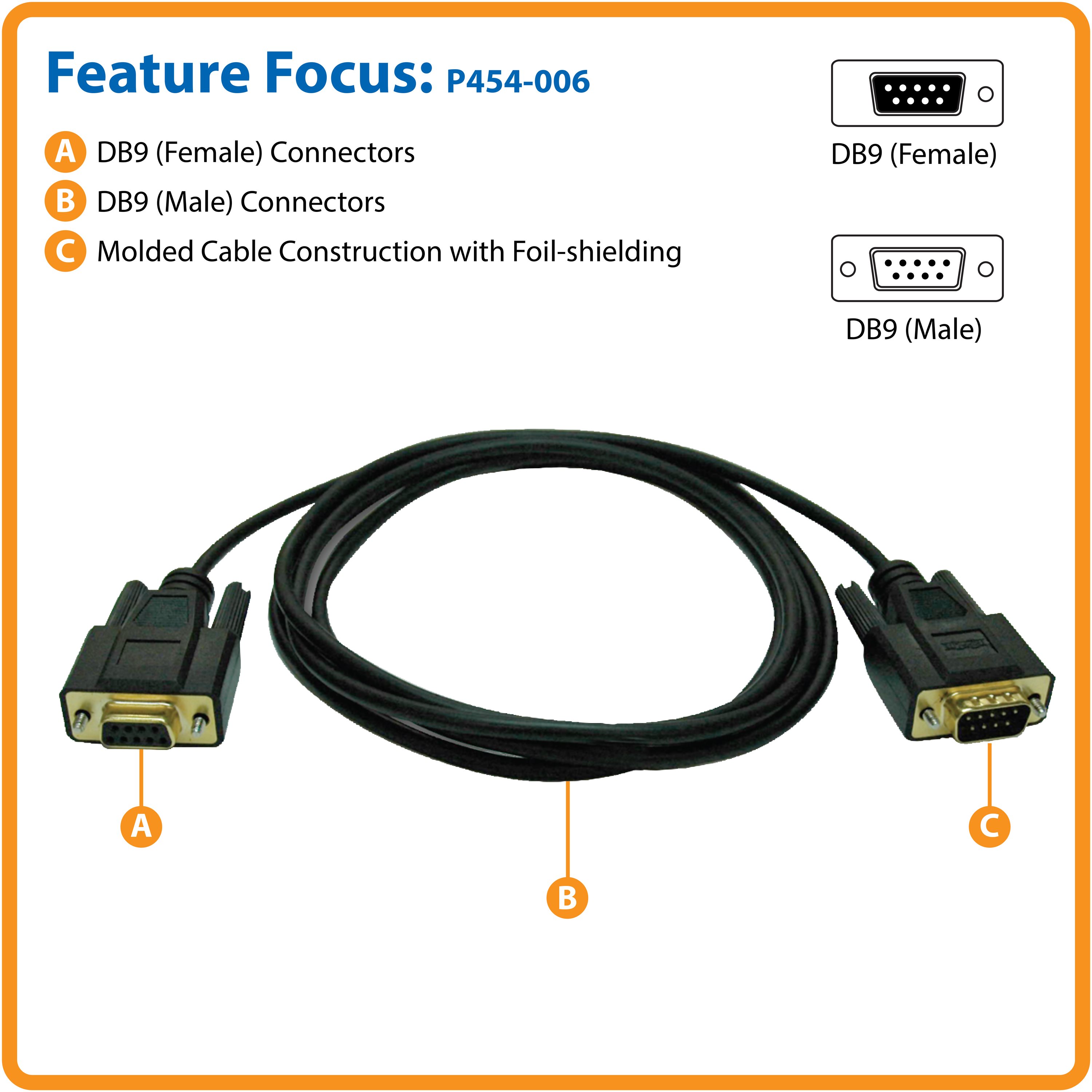 Tripp Lite 6ft Null Modem Serial Db9 Rs232 Cable Adapter Gold M F 6 Null Modem Cable Db 9
