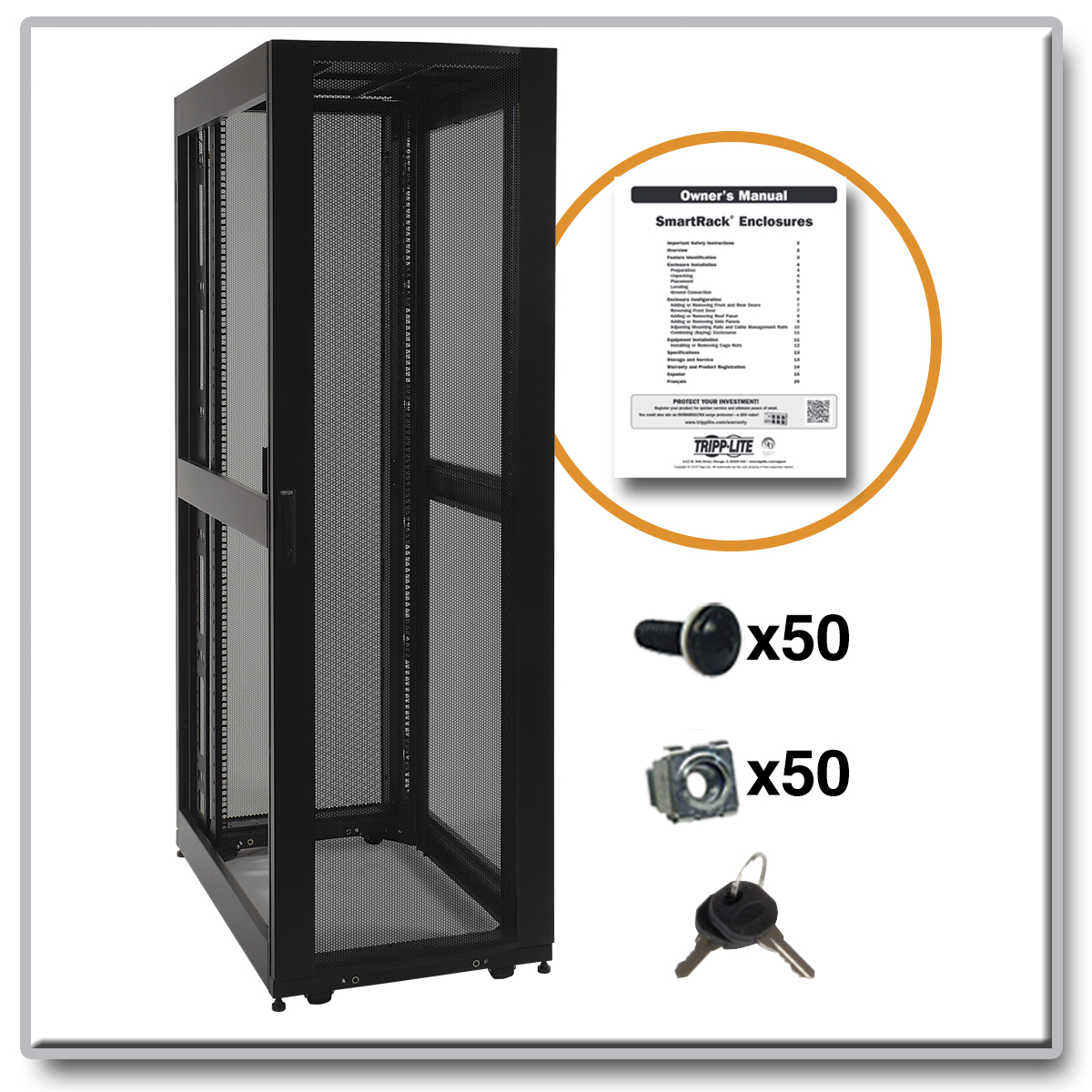 Tripp Lite 48U Rack Enclosure Server Cabinet Doors No Sides 3000lb ...