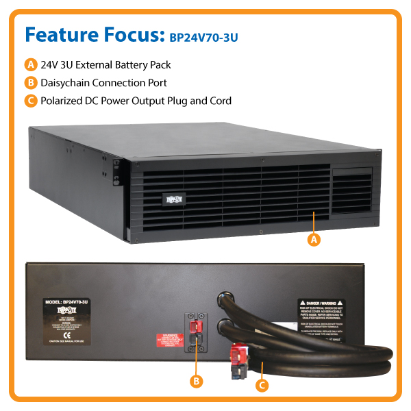 Tripp Lite 24V 3U Rackmount External Battery Pack for select UPS ...