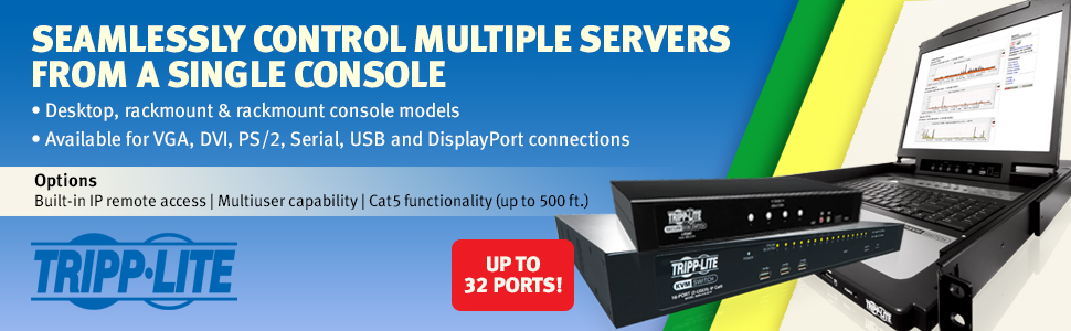 Tripp Lite 8-Port Rack Console KVM Switch built in IP w/ 19" LCD 1U ...