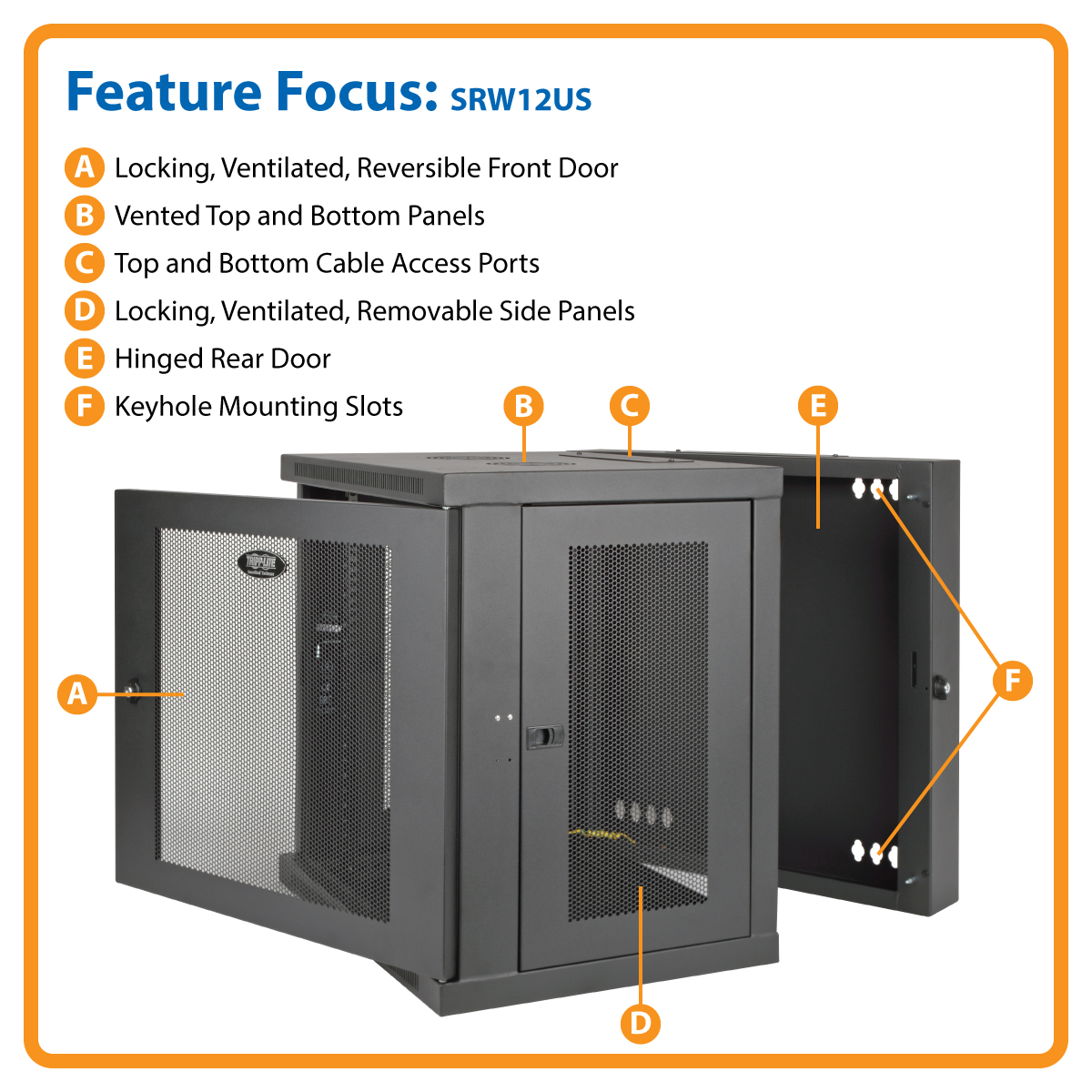 Tripp Lite 12U Wall Mount Rack Enclosure Server Cabinet Hinged Doors ...
