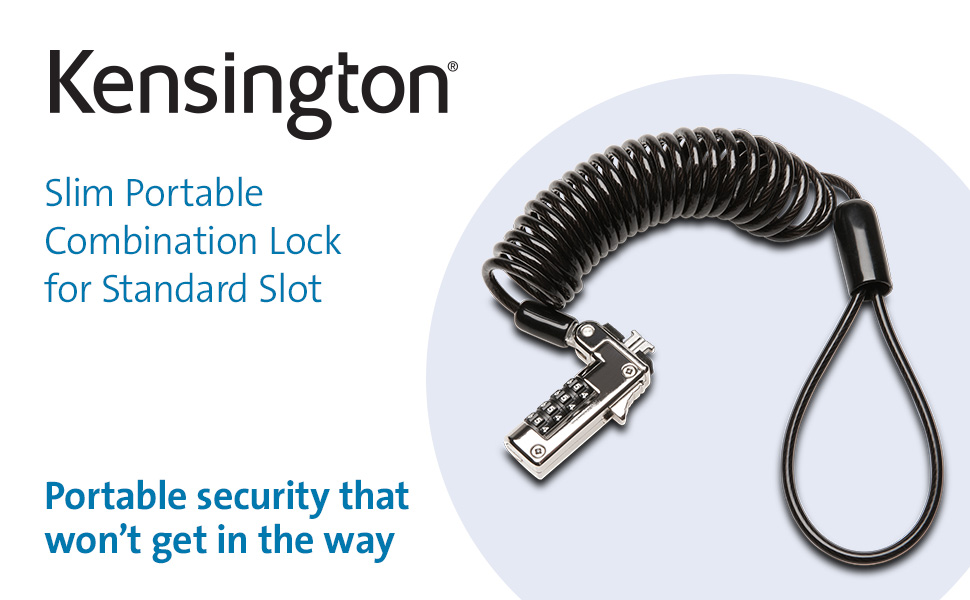 Kensington Slim Portable - security cable lock - combination, for ...