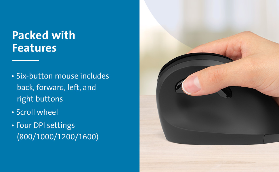 Kensington Pro Fit Ergo Vertical Wireless Mouse - vertical mouse - black