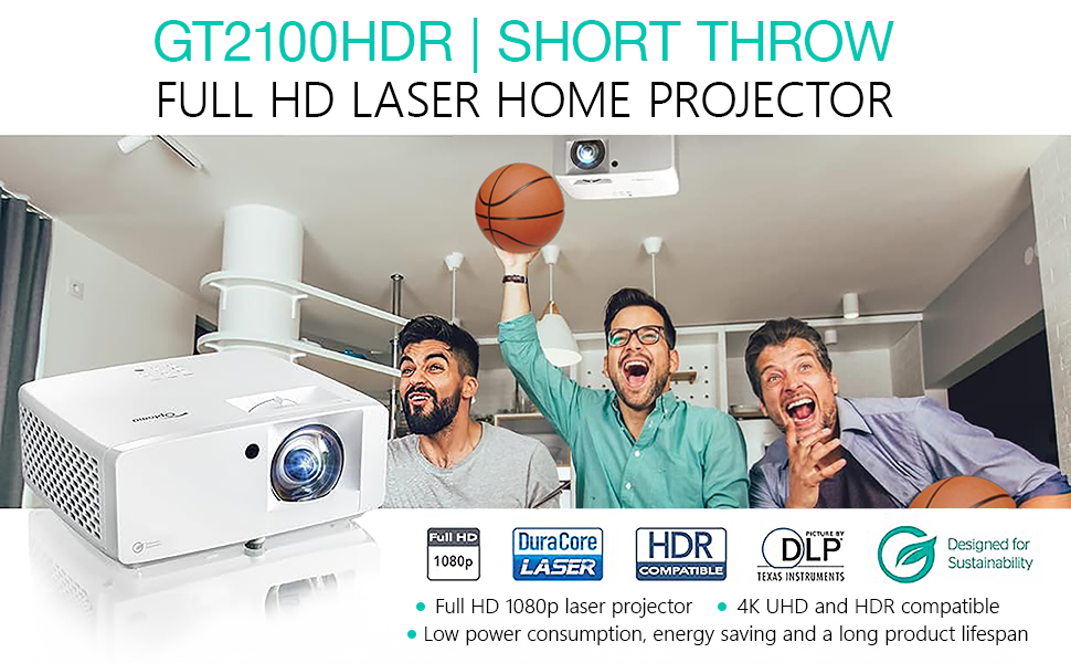 Optoma GT2100HDR - DLP projector - short-throw - white