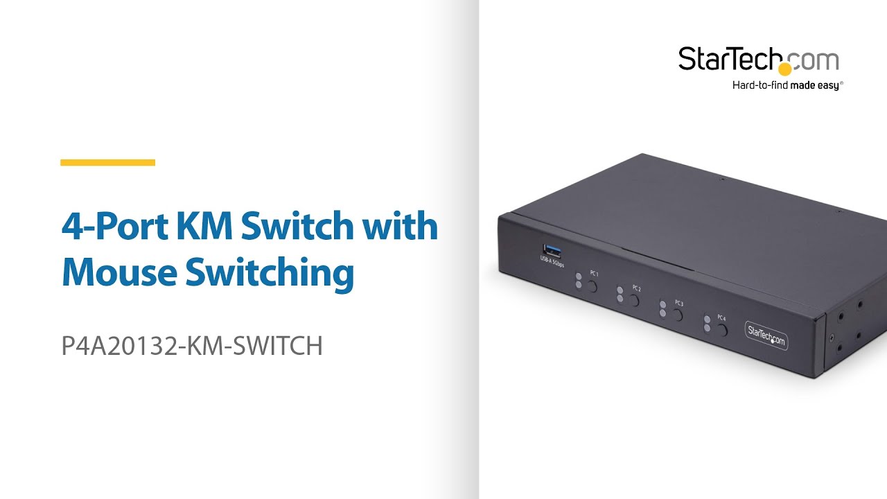 StarTech.com 4-Port KM Switch with Mouse Roaming, USB Switch for ...