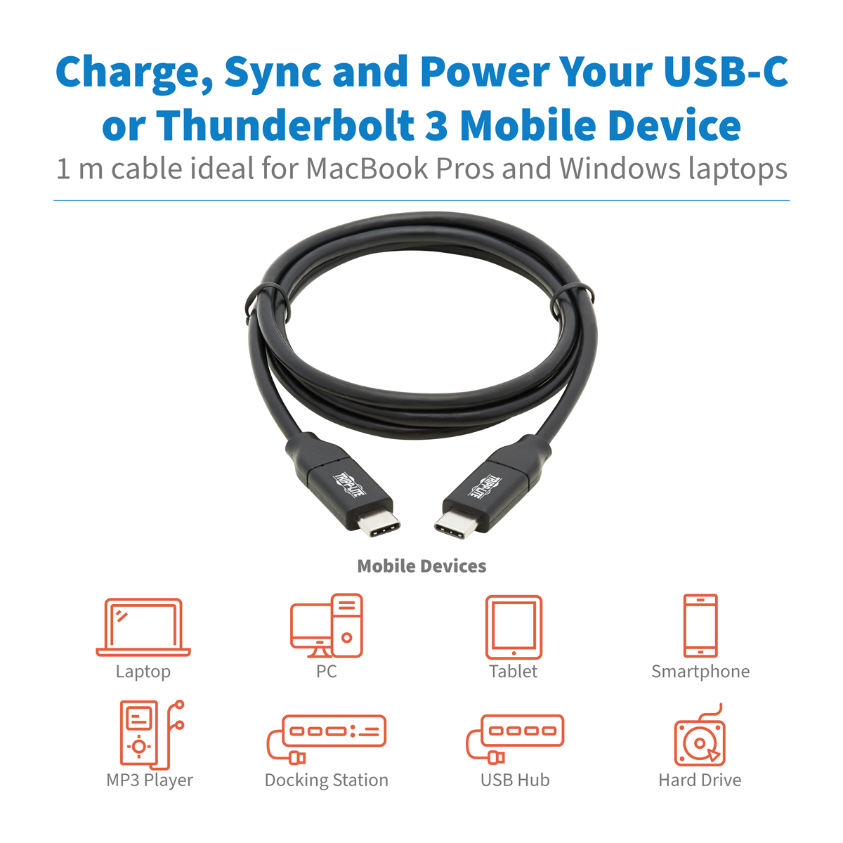 Tripp Lite USB Type C to USB C Cable USB 2.0 5A Rating USB-IF Cert M/M ...