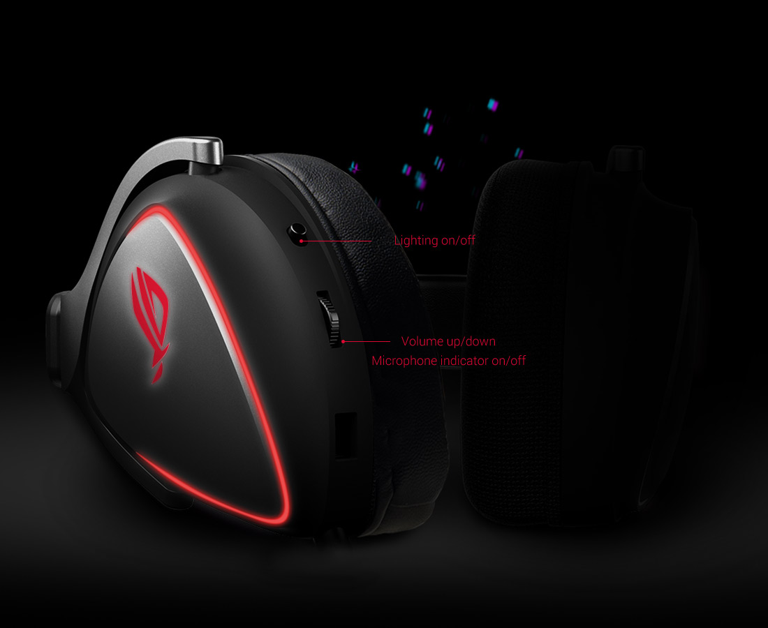 ASUS ROG DELTA Origin Red LED Gaming Headset USB-C/USB-A Ergonomic D ...