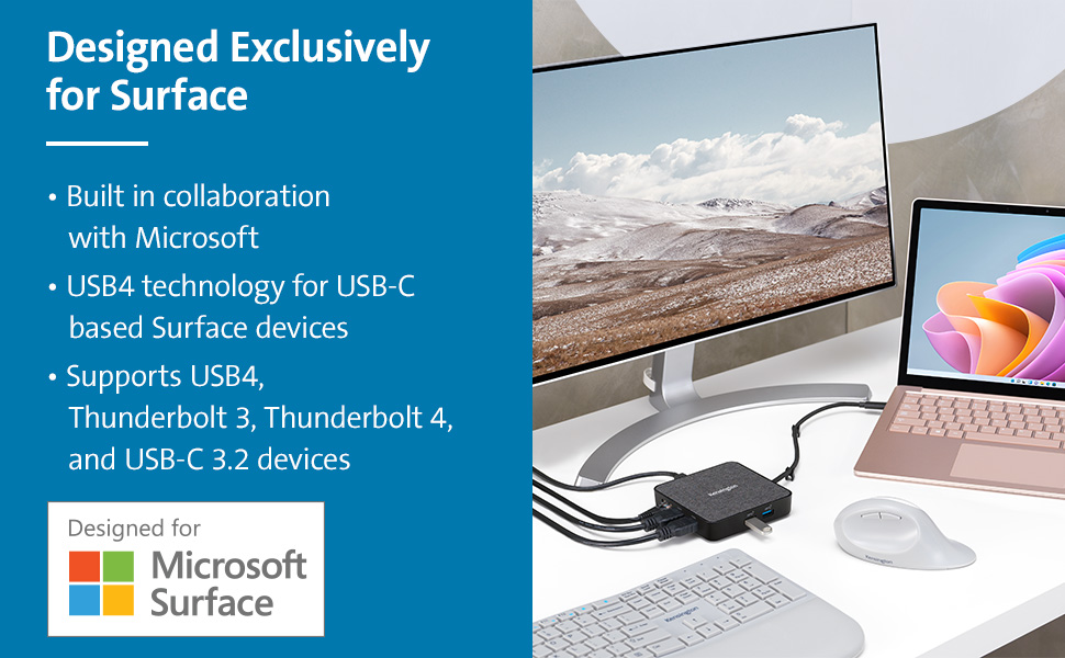 Kensington MD125U4 - docking station - USB-C / USB4 / Thunderbolt 3 / Thunderbolt 4 - 2 x HDMI ...