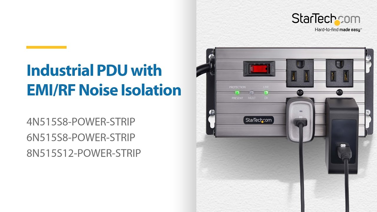 StarTech.com 8-Outlet Industrial Power Strip - EMI/RFI Isolation ...