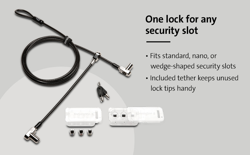 Kensington Universal 3-in-1 Keyed Cable Lock - Twin Lockheads ...