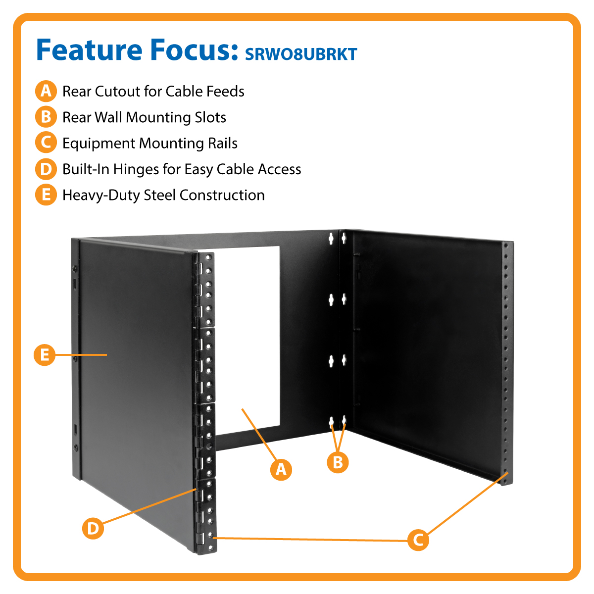 Tripp Lite 8U Wall-Mount Bracket for Small Switches and Patch Panels ...