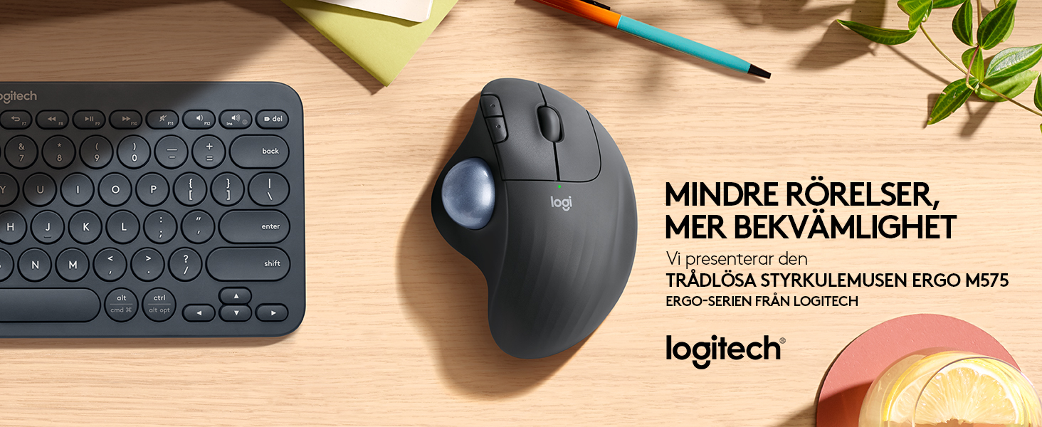 Logitech Ergo M575 trådlös mus med styrkula - Grafit - Datortillbehör ...