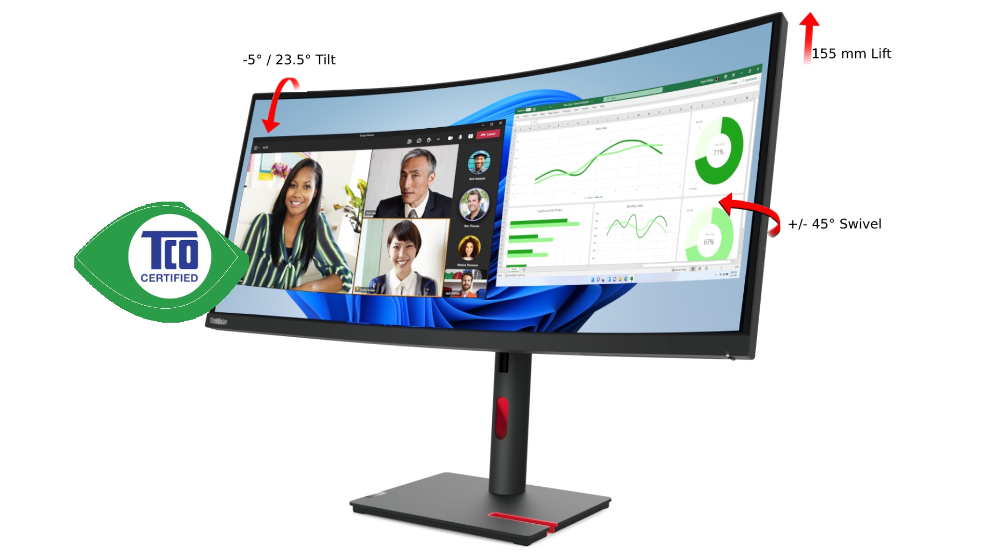 Lenovo ThinkVision T34w-30 - LED monitor - curved - 34 - 3440 x 1440 ...