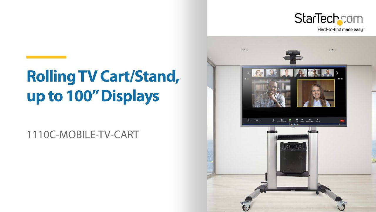 StarTech.com Rolling TV Cart/Stand On Wheels - For 60-100inch/220lb ...