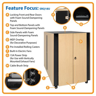 Tripp Lite 18U Soundproof Rack Enclosure Server Cabinet Quiet Acoustic ...