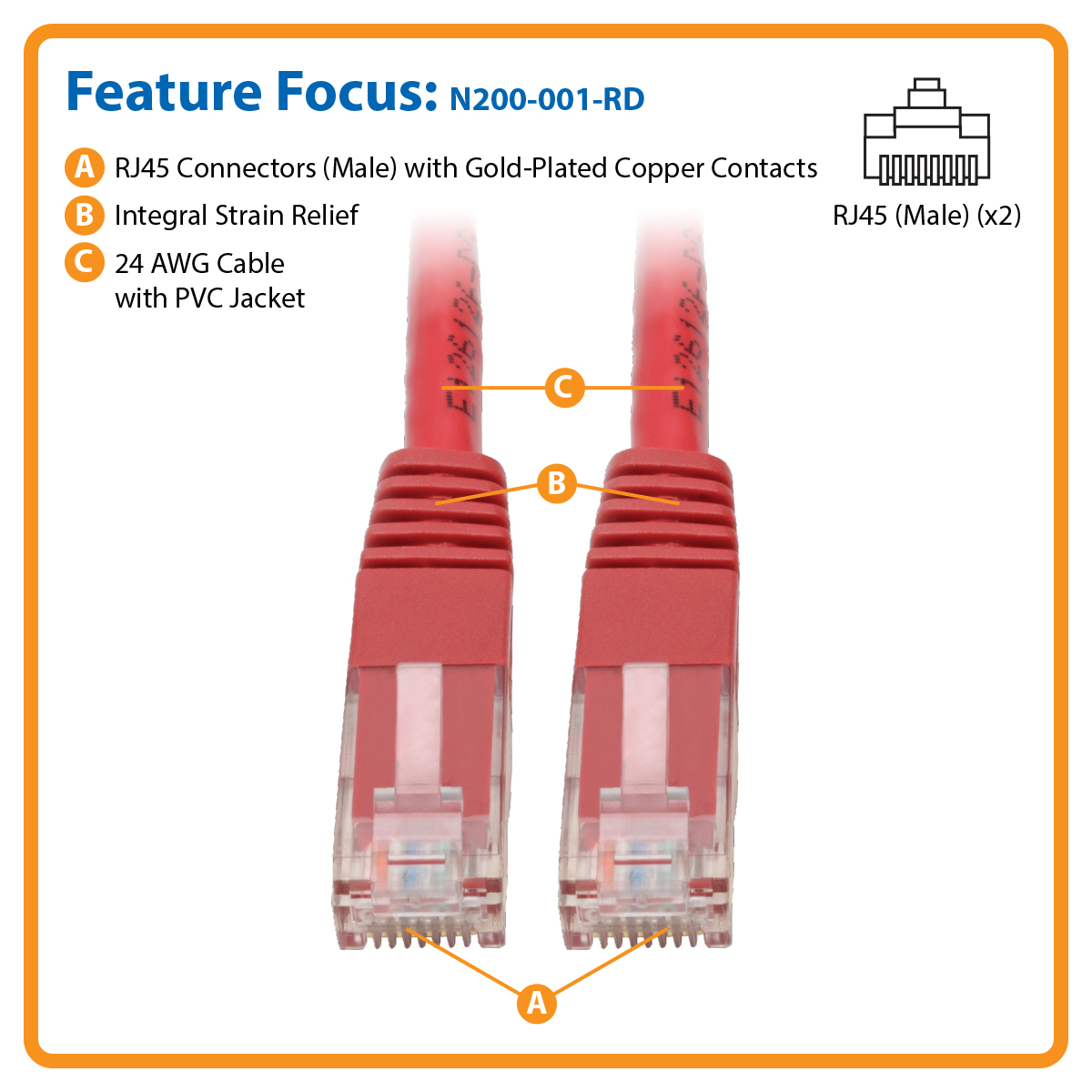 Tripp Lite Premium Cat5 / Cat5e / Cat6 Gigabit Molded Patch Cable, 24 AWG, 550 MHz/1 Gbps (RJ45 ...