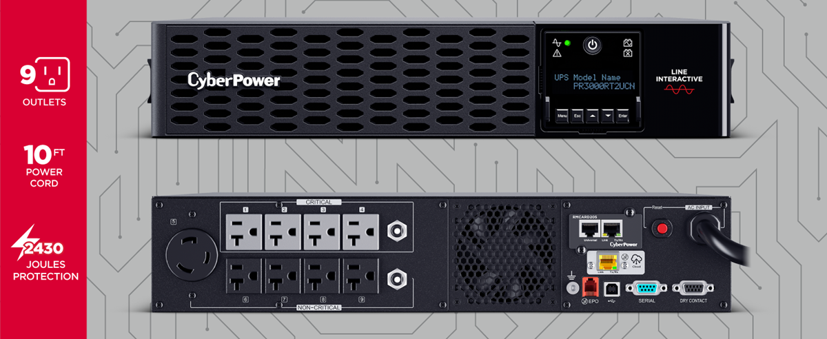 CyberPower PR3000RT2UCN Smart App Sinewave UPS Battery Backup and Surge ...
