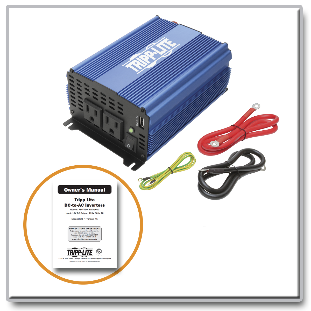 Tripp Lite 1000W Light-Duty Compact Power Inverter with 2 AC/1 USB - 2 ...