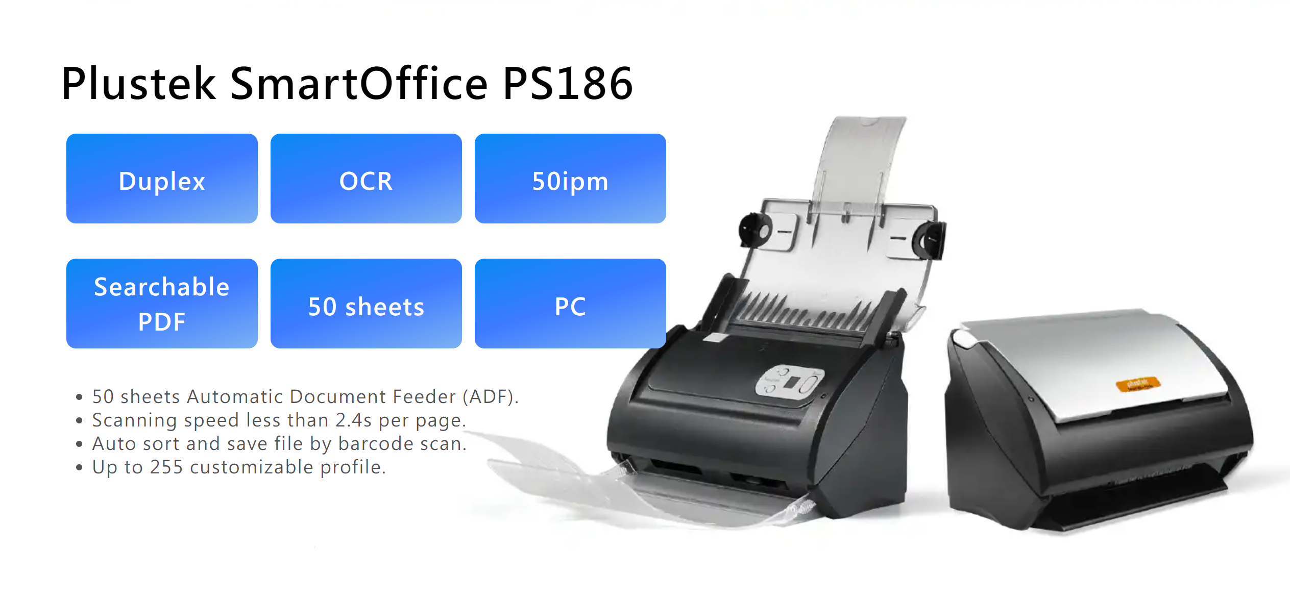 Plustek SmartOffice PS186 - document scanner - desktop - USB 2.0