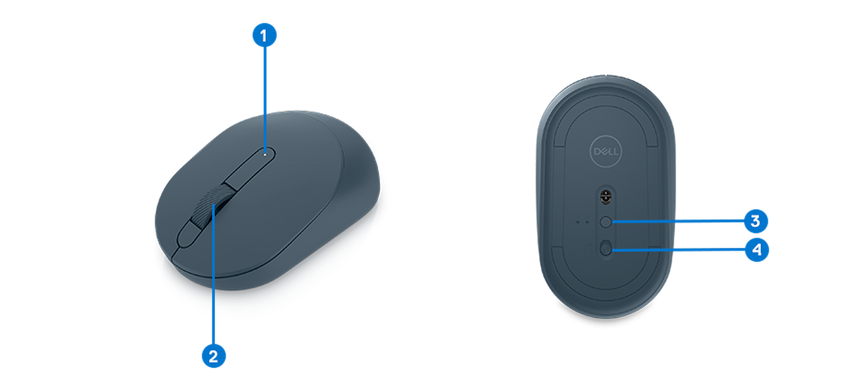 Dell - MS3320W - mouse - 2.4 GHz, Bluetooth 5.0 - midnight green