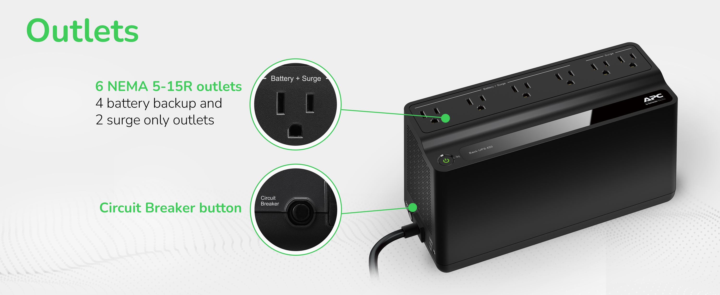 APC Back-UPS BN450M - UPS - 255 Watt - 450 VA