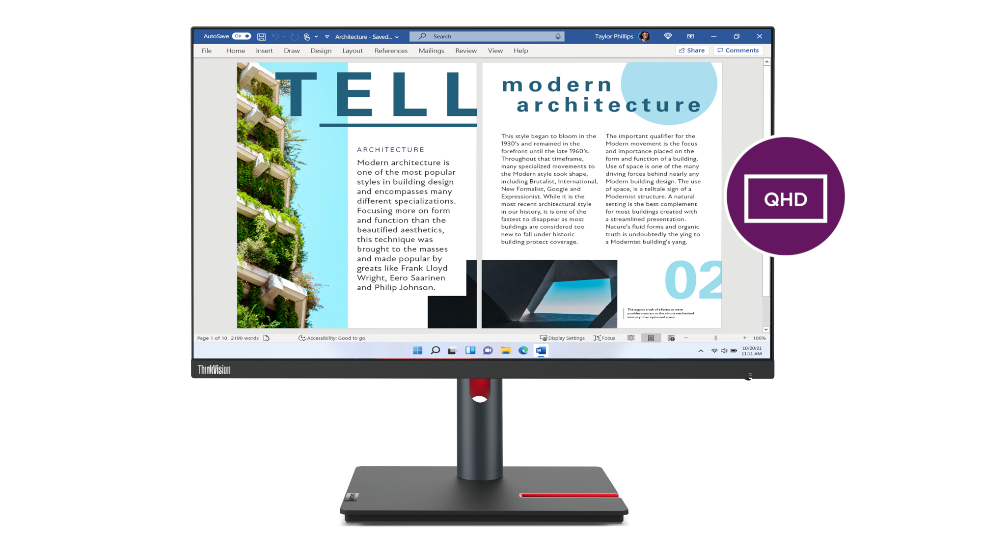 LENOVO THINKVISION P24H-30 24" QHD SKÆRM - Power.dk