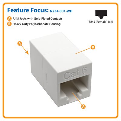 Tripp Lite Cat6 Straight-Through Modular Compact In-Line Coupler (RJ45 ...