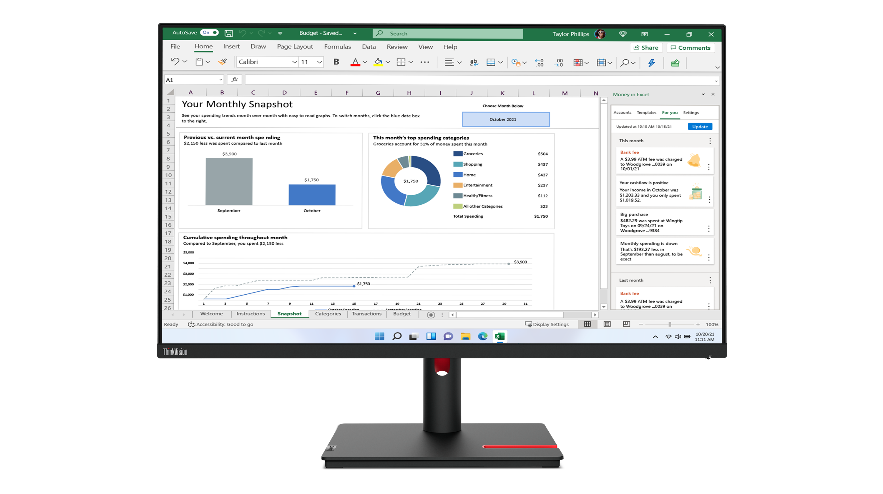 Lenovo ThinkVision T32p-30 - LED-naytto - 31.5 - 3840 x 2160 4K - IPS ...