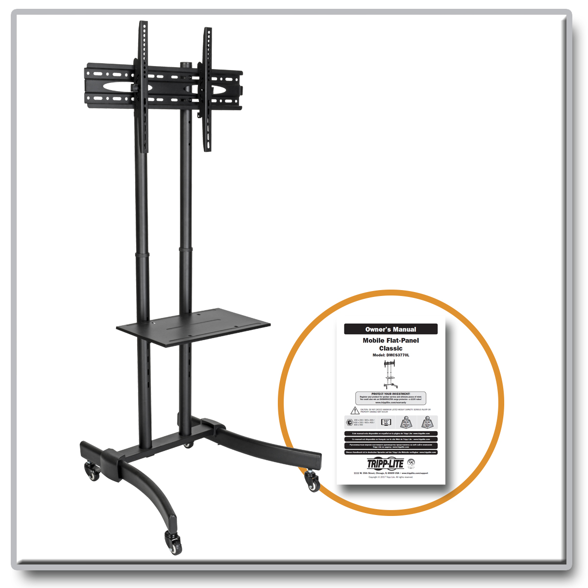 Tripp Lite Mobile TV Floor Stand Cart Height-Adjustable LCD 37-70 ...