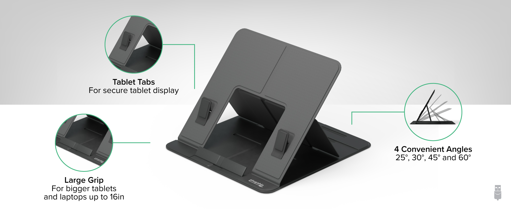 Plugable Portable Foldable Stand-Laptop and Tablets Up to 16"- TAA ...