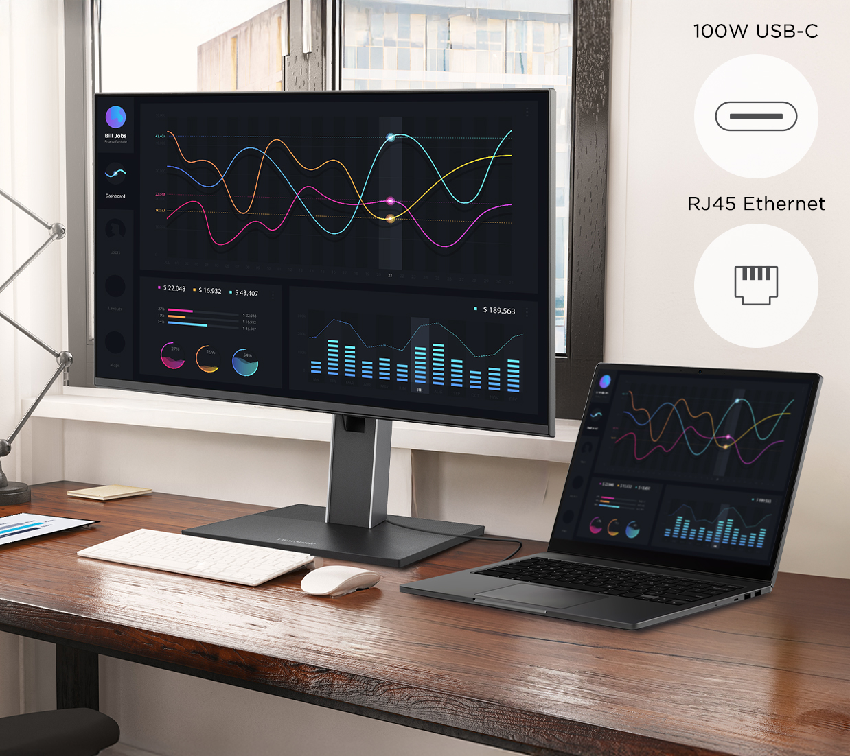 Viewsonic 24-inch 1080p IPS ergonomic docking monitor - 100W USB-C - RJ45