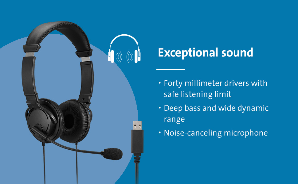 Kensington USB Hi-Fi Headphones - headphones with mic