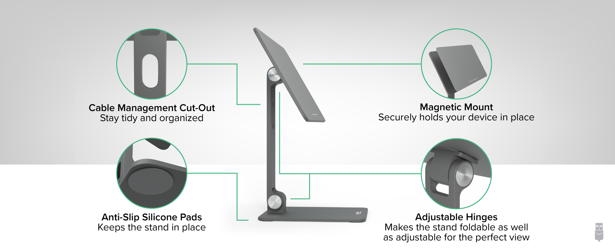 Plugable Magnetic Foldable 360° Rotating Tablet Stand for iPad Pro 11 ...