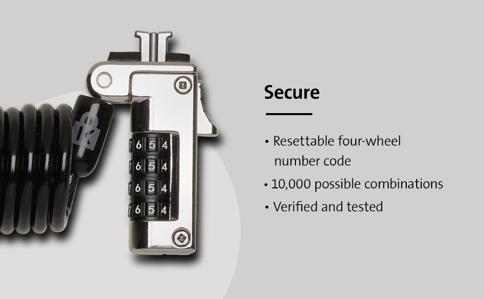 Kensington Slim Portable - security cable lock - combination, for ...