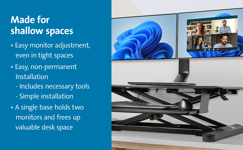 Kensington SmartFit Space-Saving Dual Monitor Arm - mounting kit - Tilt ...