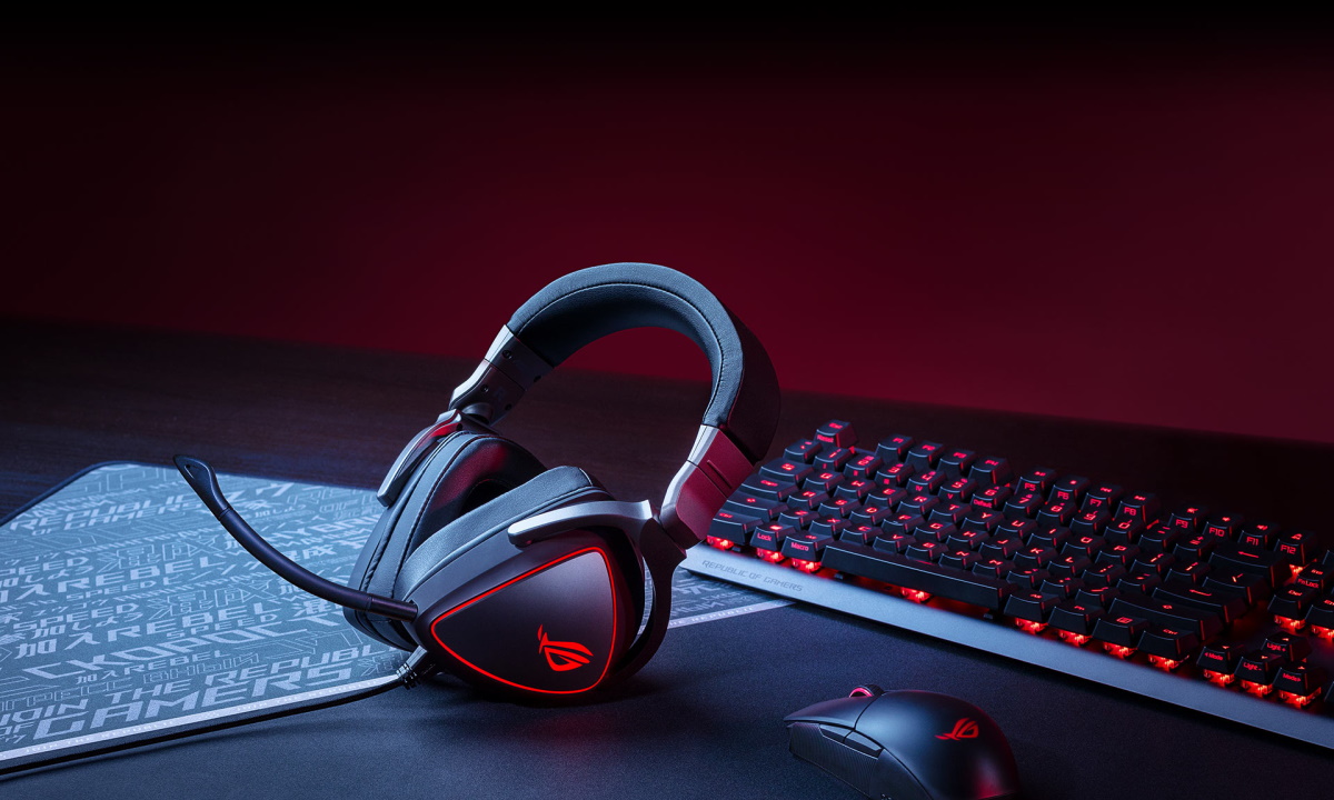 ASUS ROG DELTA Origin Red LED Gaming Headset USB-C/USB-A Ergonomic D ...